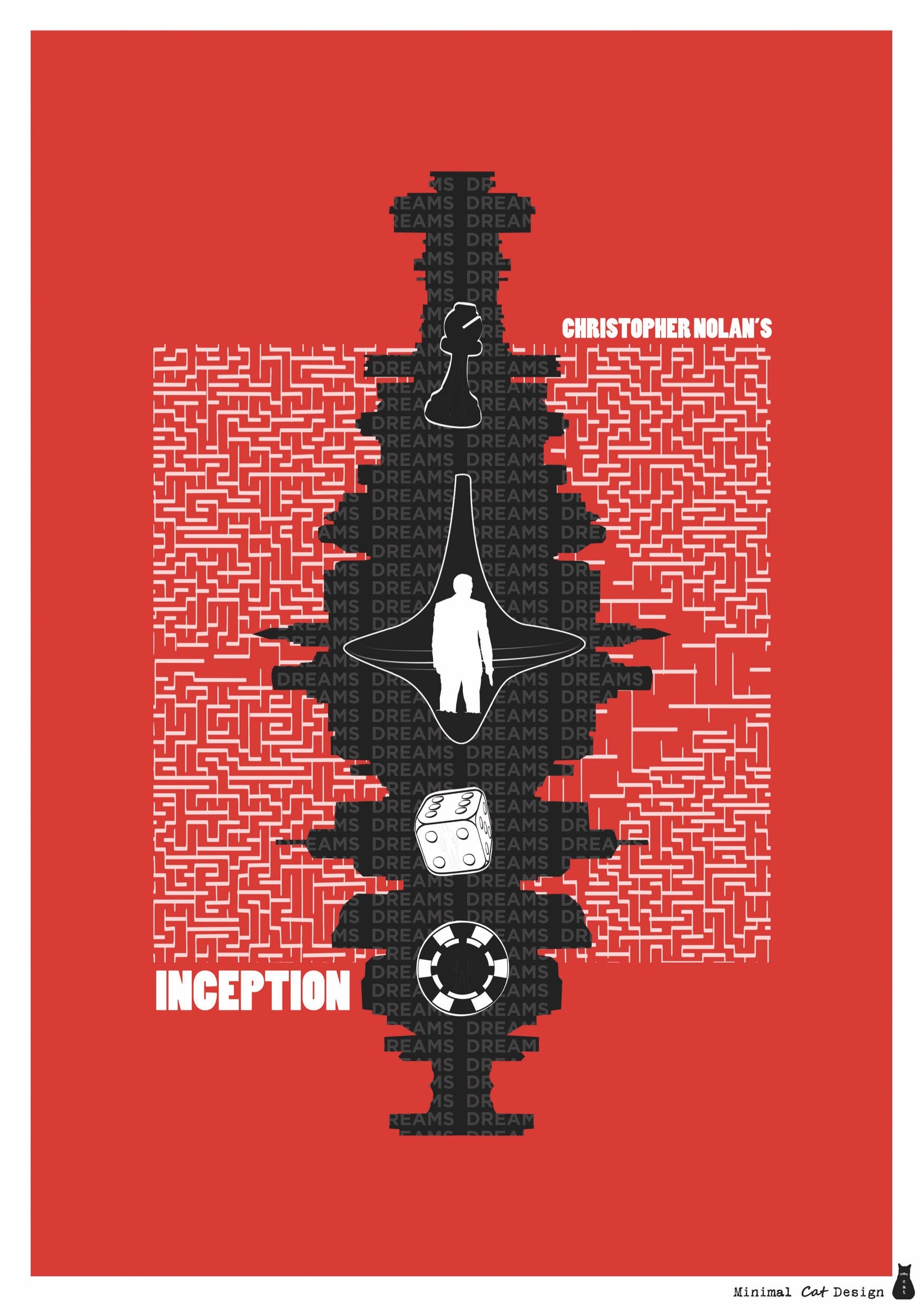 Inception póster artístico | Minimalcatdesign – Minimal Cat Design